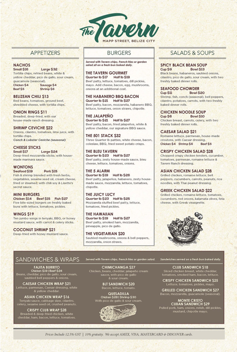 menu – The Tavern